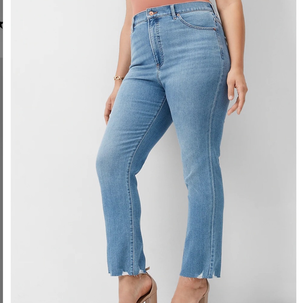 Express Jeans- Slim- Super High Rise- Soft- Raw Hem- … - Gem